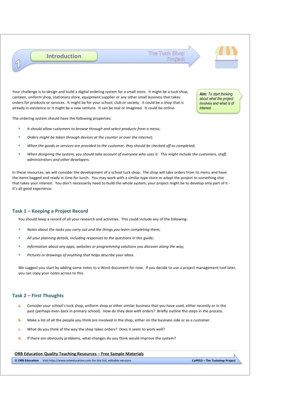 The Tuck Shop Project – ORB Education Australia